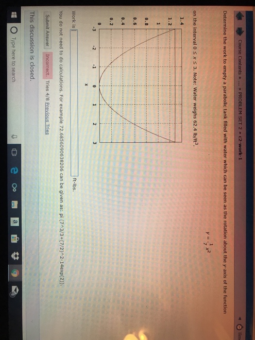 Solved Determine the work to empty a parabolic tank filled | Chegg.com