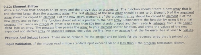 Solved 9.12: Element Shifter Write a function that accepts | Chegg.com