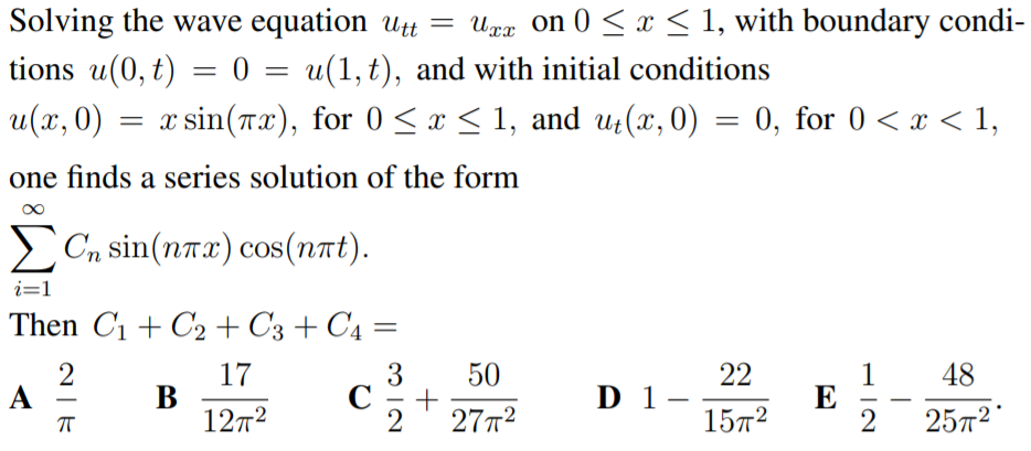 Solved Solving the wave equation Utt = Uzx on 0