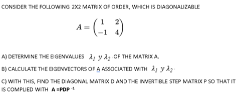 Solved CONSIDER THE FOLLOWING 2×2 MATRIX OF ORDER, WHICH IS | Chegg.com