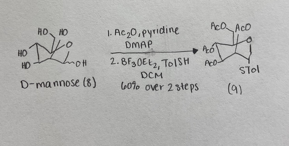Solved 1. AC2O, pyridine D-mannose (8) DCM (a) | Chegg.com