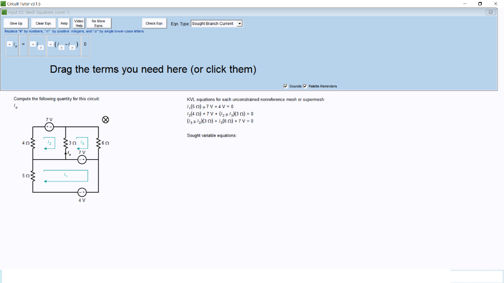 Solved Circuit Tutor v3.15 Input DC Mesh Equations (Level 1 | Chegg.com