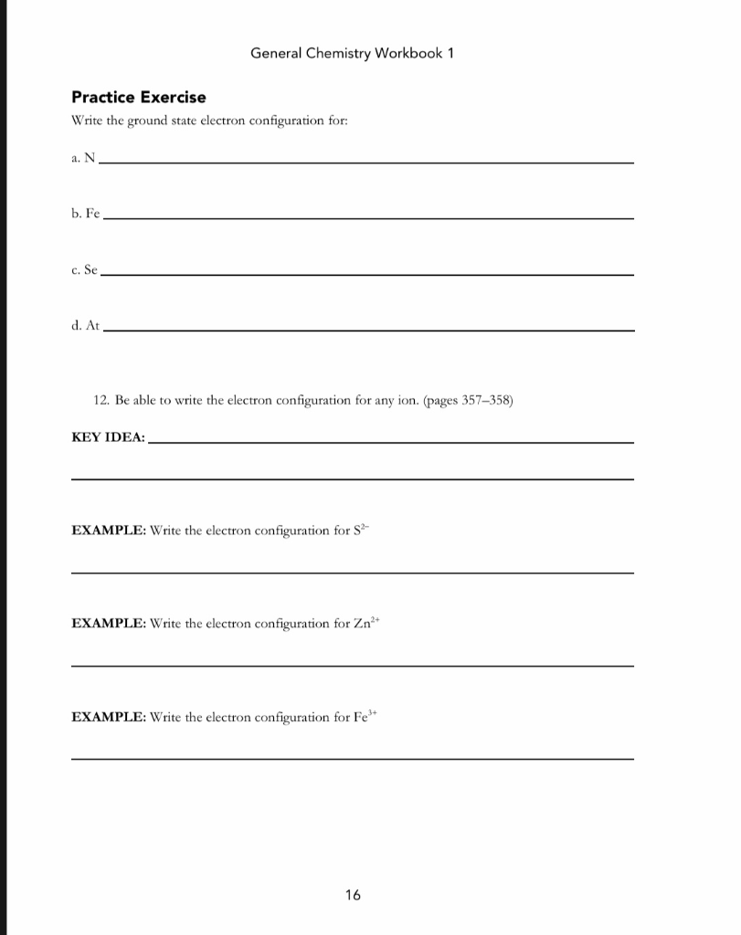 Solved General Chemistry Workbook 1 Practice Exercise Write | Chegg.com