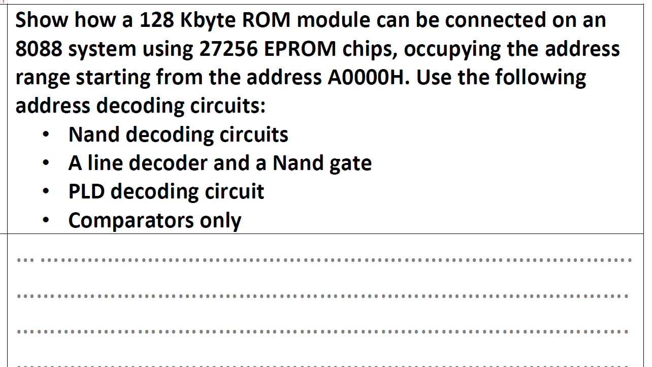 Solved Show how a 128 Kbyte ROM module can be connected on | Chegg.com