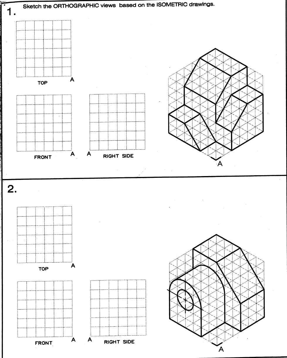 Solved Sketch the ORTHOGRAPHIC views based on the ISOMETRIC | Chegg.com