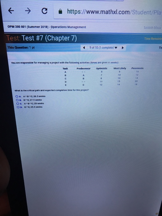 Solved → a https://www.mathxl.com/Student/Pla oPM 200 001 | Chegg.com