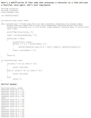 Solved Part 2 - Getting used to strtoke) The function | Chegg.com