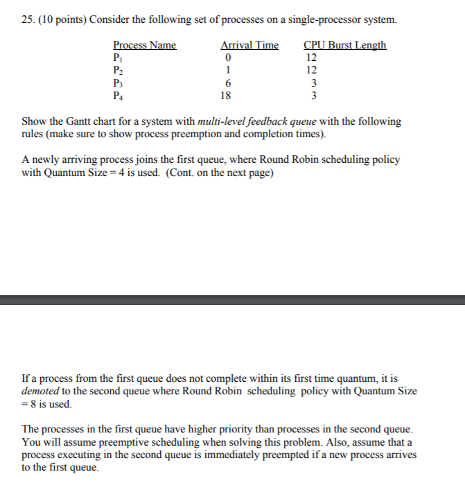 25. (10 points) Consider the following set of | Chegg.com