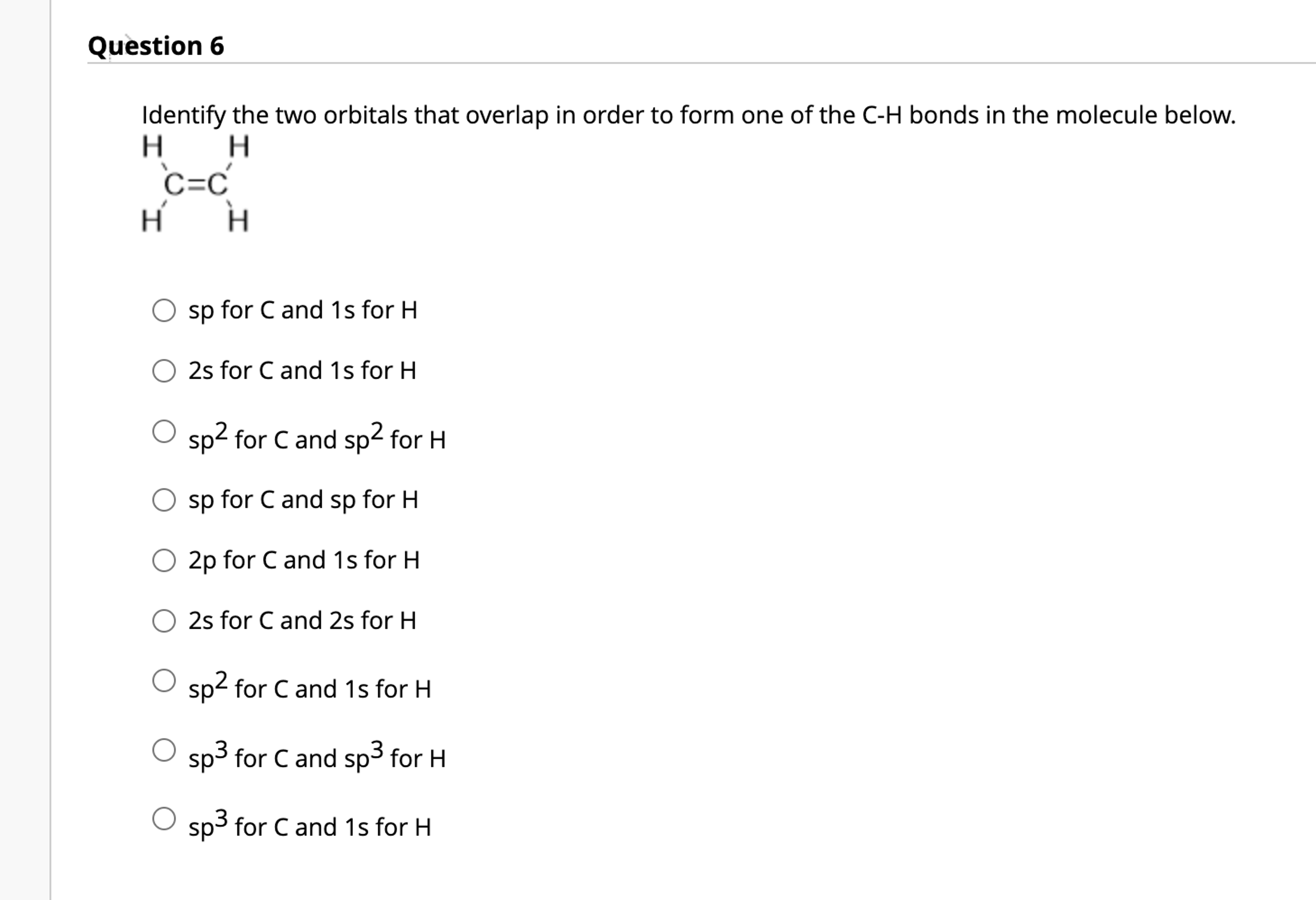 Solved Question 6Identify the two orbitals that overlap in | Chegg.com