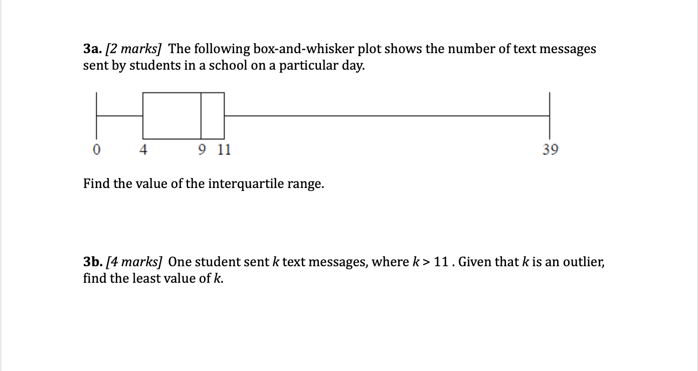 Solved 3a. [2 marks] The following box-and-whisker plot | Chegg.com