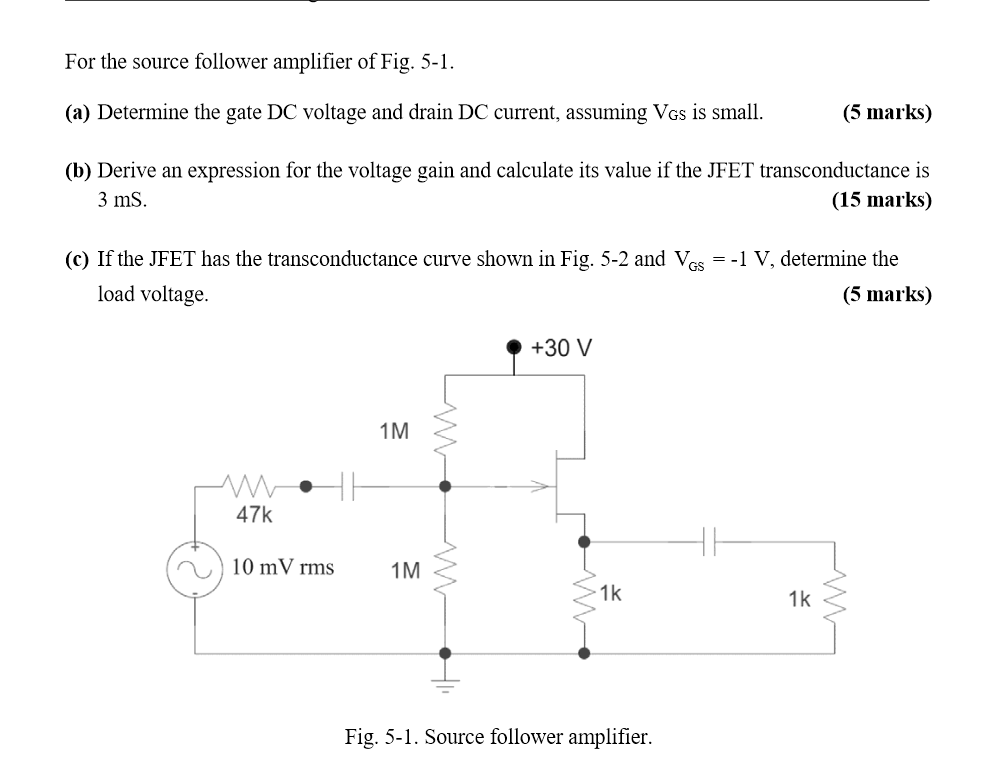 Solved For the source follower amplifier of Fig. 5-1. (a) | Chegg.com