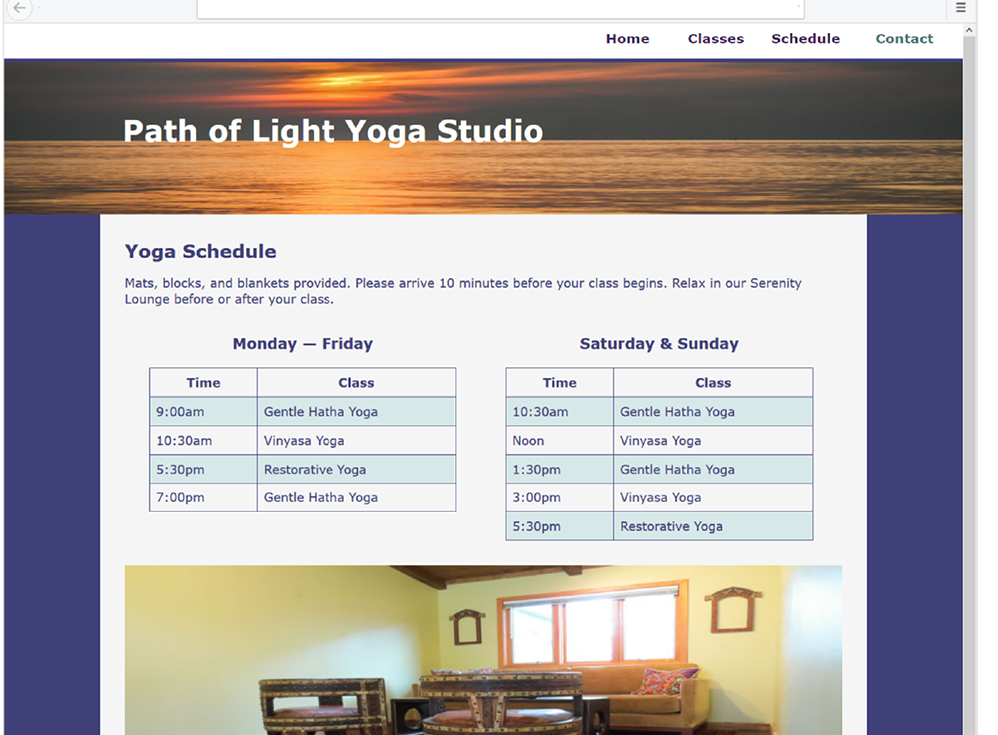 Solved Yoga Schedule Mats, blocks, and blankets provided. | Chegg.com