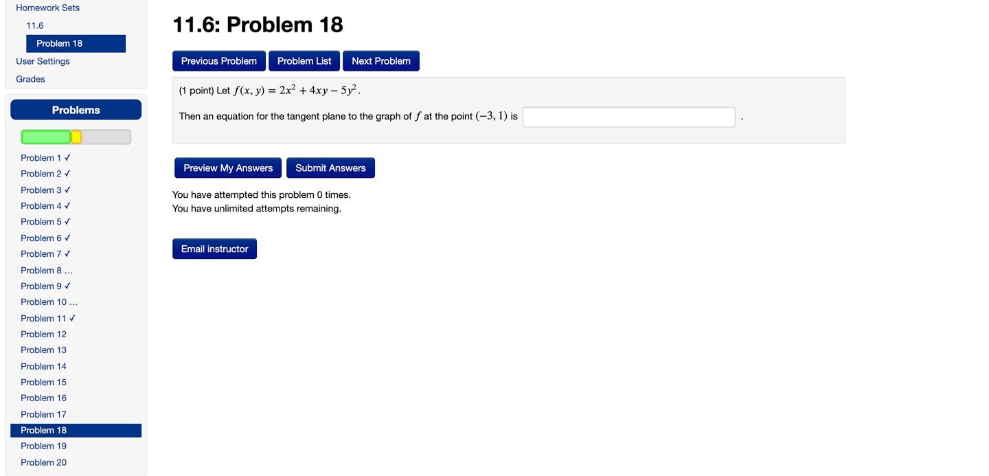 Solved Homework Sets 11.6 11.6: Problem 18 Problem 18 User | Chegg.com