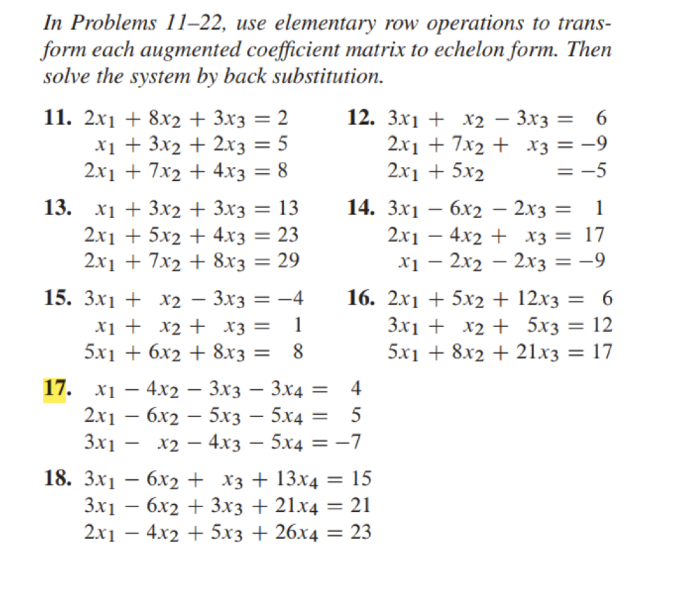 Solved In Problems 11-22, use elementary row operations to | Chegg.com