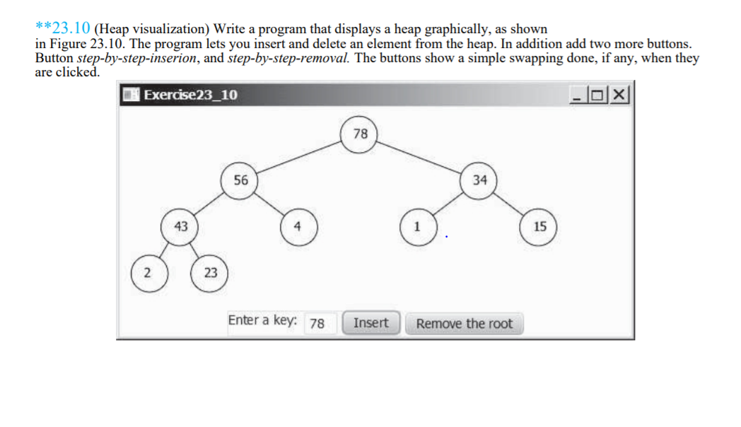 **23.10 (Heap visualization) Write a program that | Chegg.com