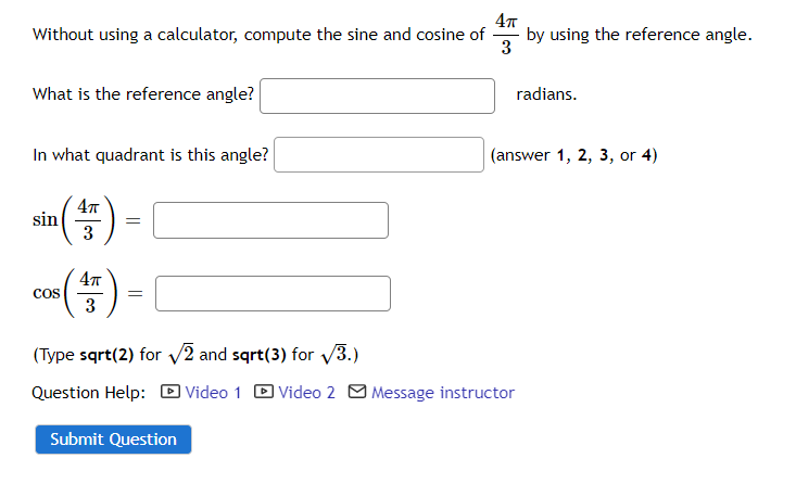 Solved 47 Without using a calculator, compute the sine and | Chegg.com