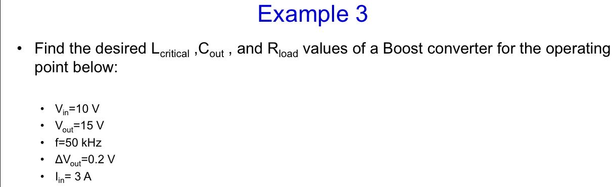 Solved - Find the desired Lcritical ,Cout , and Rload | Chegg.com