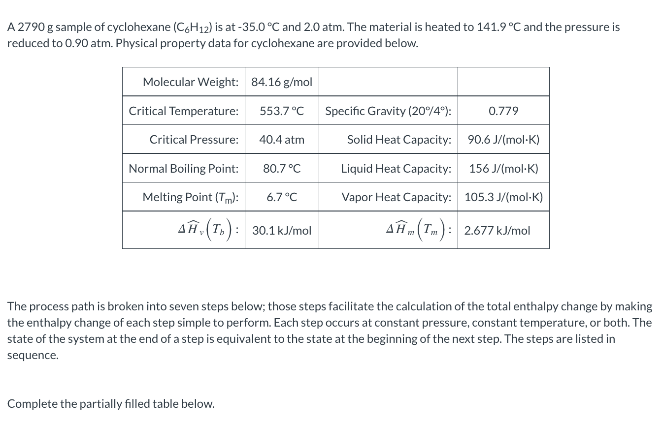 A 2790 g sample of cyclohexane (C6H12) is at -35.0°C | Chegg.com