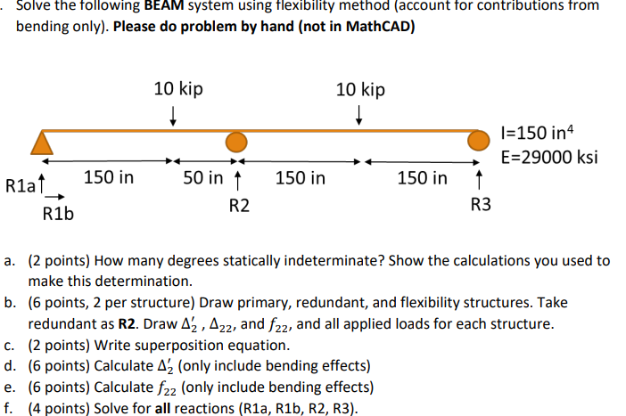 Solved Solve the following BEAM system using flexibility | Chegg.com