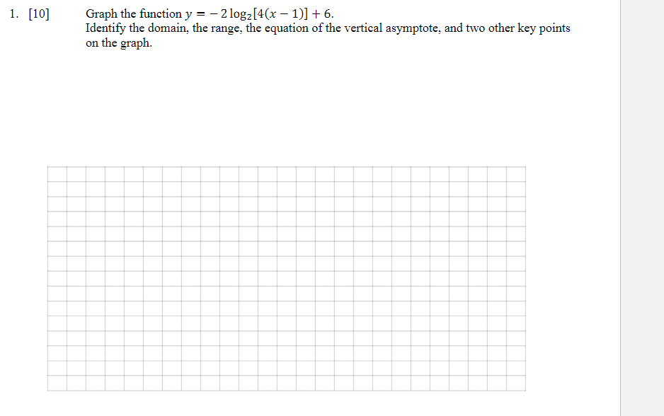 Solved Graph the function y=−2log2[4(x−1)]+6. Identify the | Chegg.com