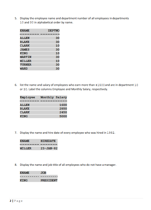 You need to run the SQL Statements in SQLPlus You | Chegg.com