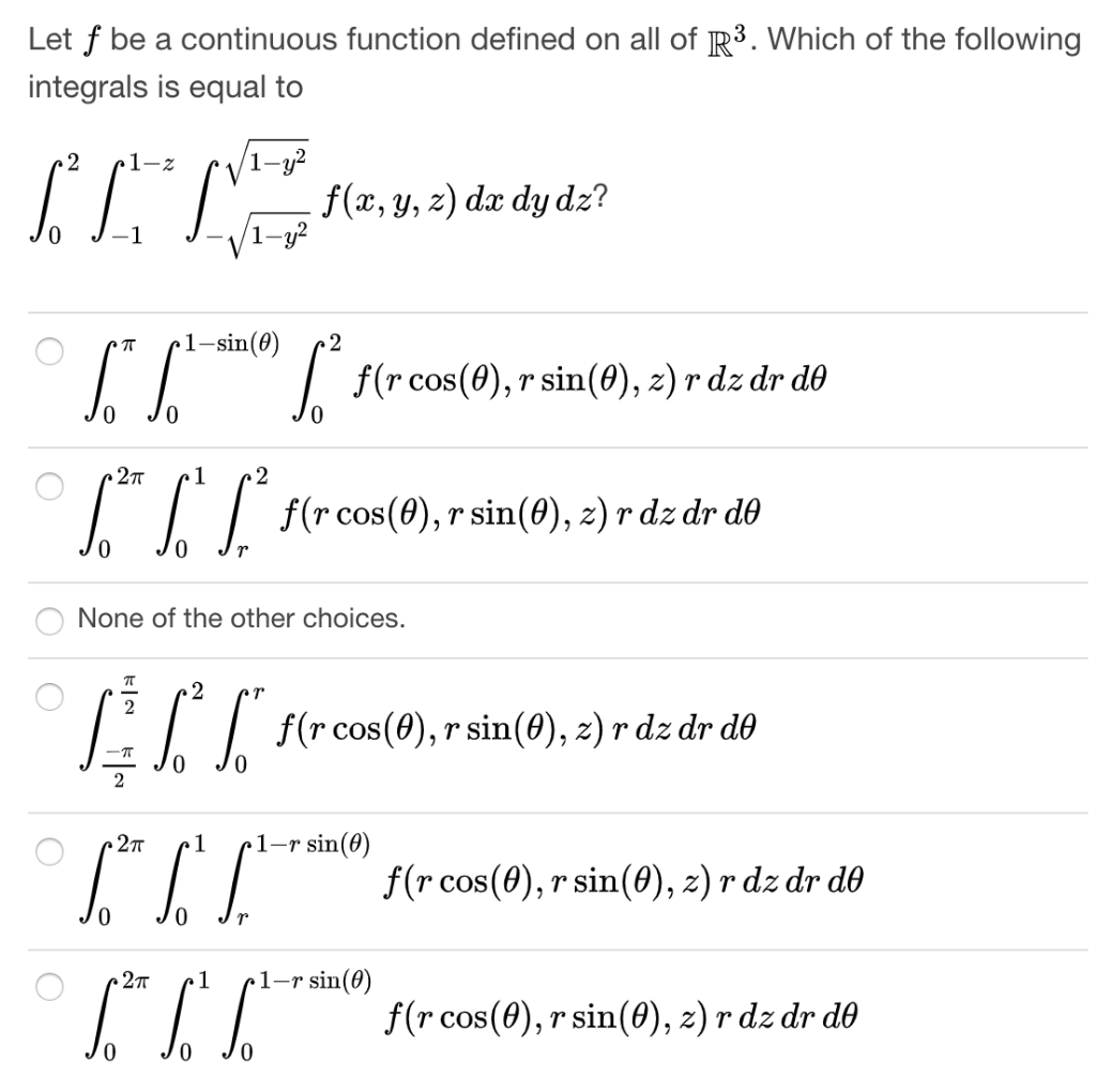 Solved Let f be a continuous function defined on all of R3. | Chegg.com