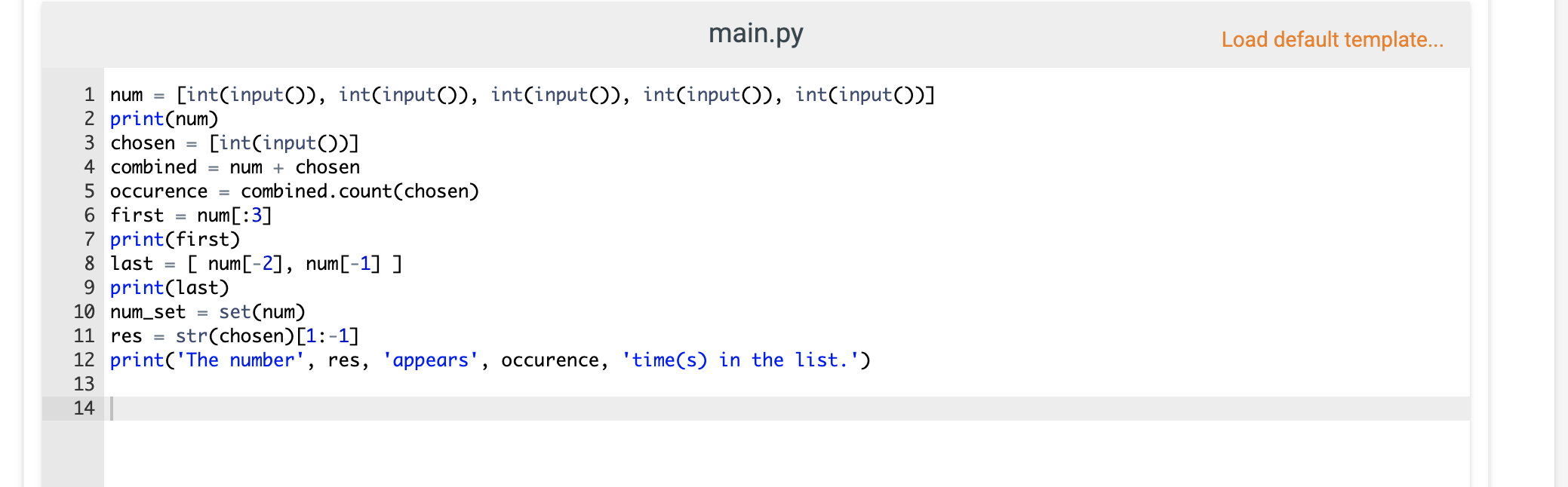 Solved Read the inputs and create a list with 5 numbers and | Chegg.com