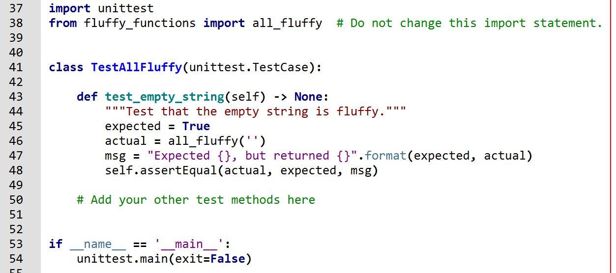 Solved import unittest from fluffy_functions import | Chegg.com