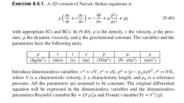 Solved Exercise 9.4.1. A ID version of Navier-Stokes | Chegg.com