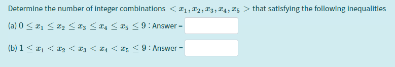 Solved Determine The Number Of Integer Combinations 