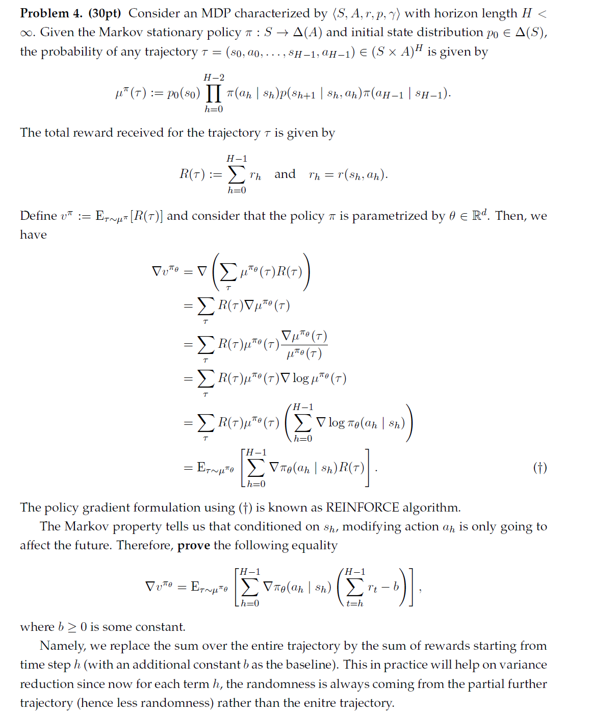 Solved Problem 4. (30pt) Consider an MDP characterized by | Chegg.com