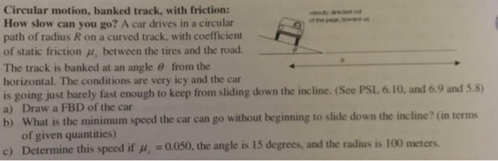 Solved Circular motion, banked track, with friction: How | Chegg.com