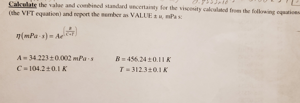 Solved Calculate the value and combined standard uncertainty | Chegg.com