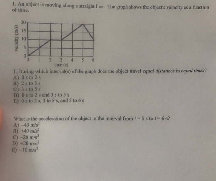 Solved 1 An Object Is Moving Along A Straight Line The