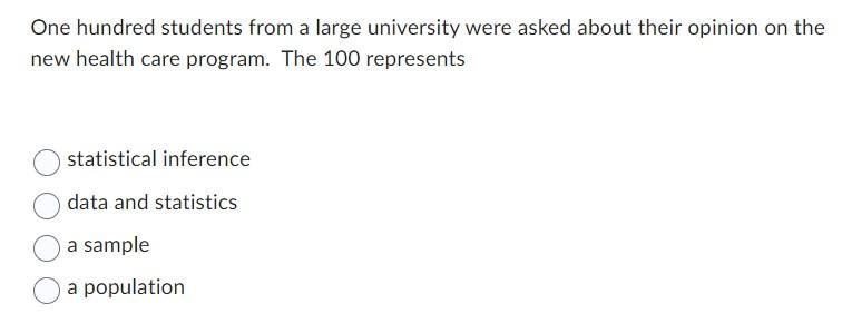 Solved One hundred students from a large university were | Chegg.com