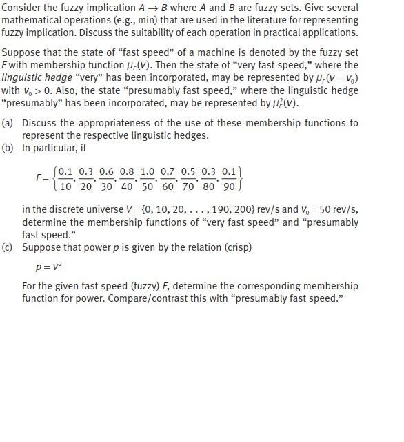 Solved Consider the fuzzy implication A + B where A and B | Chegg.com