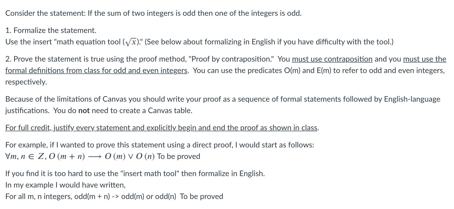 Solved Let S be the statement: For any odd integer n, | Chegg.com