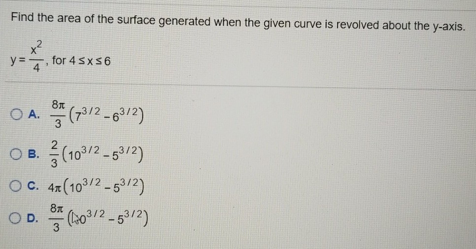 Solved Find the area of the surface generated when the given | Chegg.com