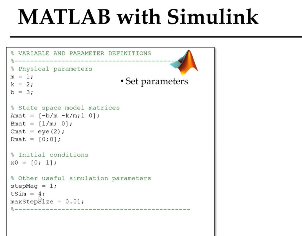 Solved MATLAB with Simulink % VARIABLE AND PARAMETER | Chegg.com