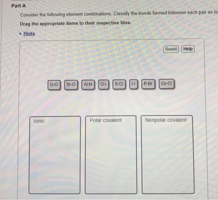 Solved Consider the following element combinations. Classify | Chegg.com
