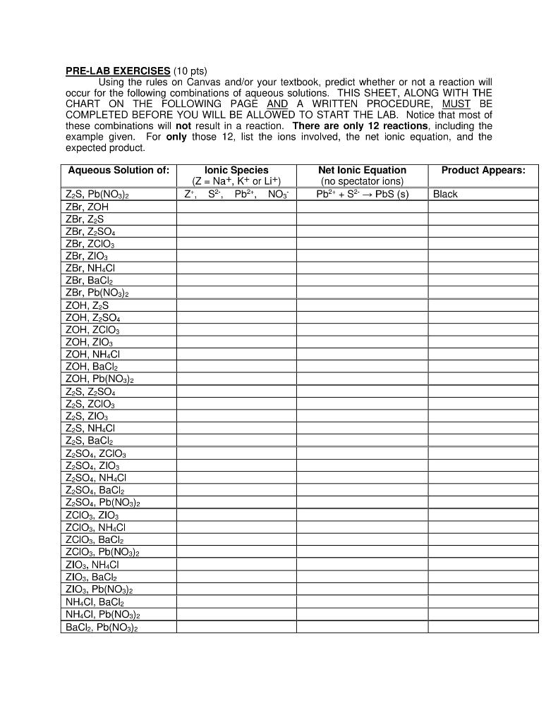 PRE-LAB EXERCISES (10 pts) Using the rules on Canvas | Chegg.com
