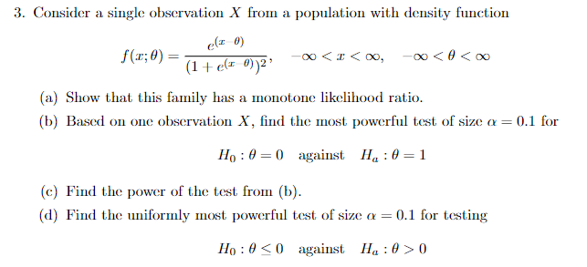 Solved 3. Consider a single observation X from a population | Chegg.com
