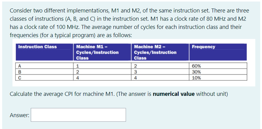 Solved Consider two different implementations, M1 and M2, of | Chegg.com