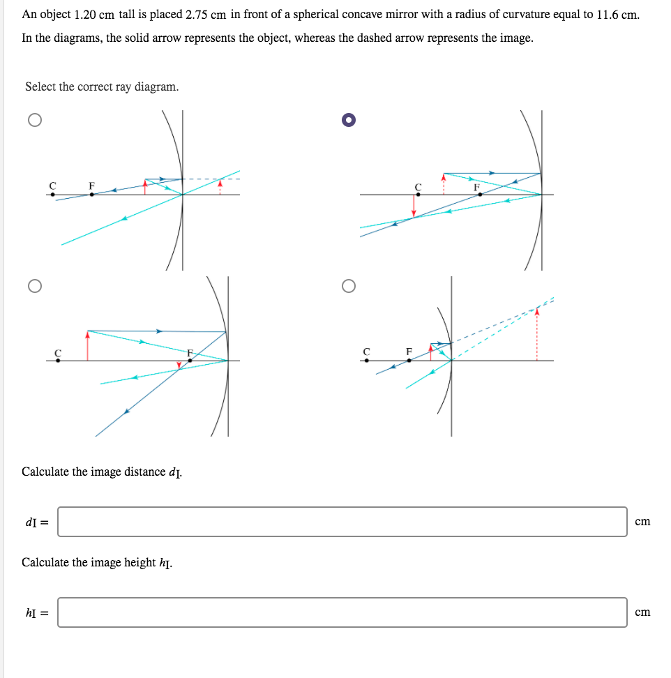 Solved An object 1.20 cm tall is placed 2.75 cm in front of | Chegg.com