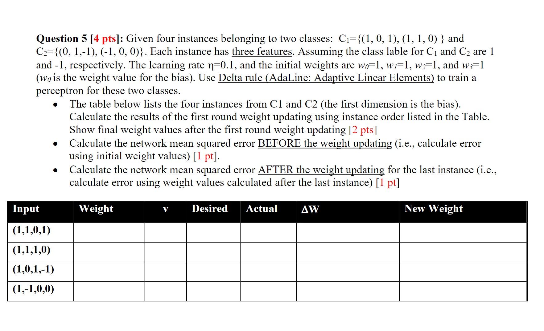 Solved Question 5 [4 pts]: Given four instances belonging to | Chegg.com