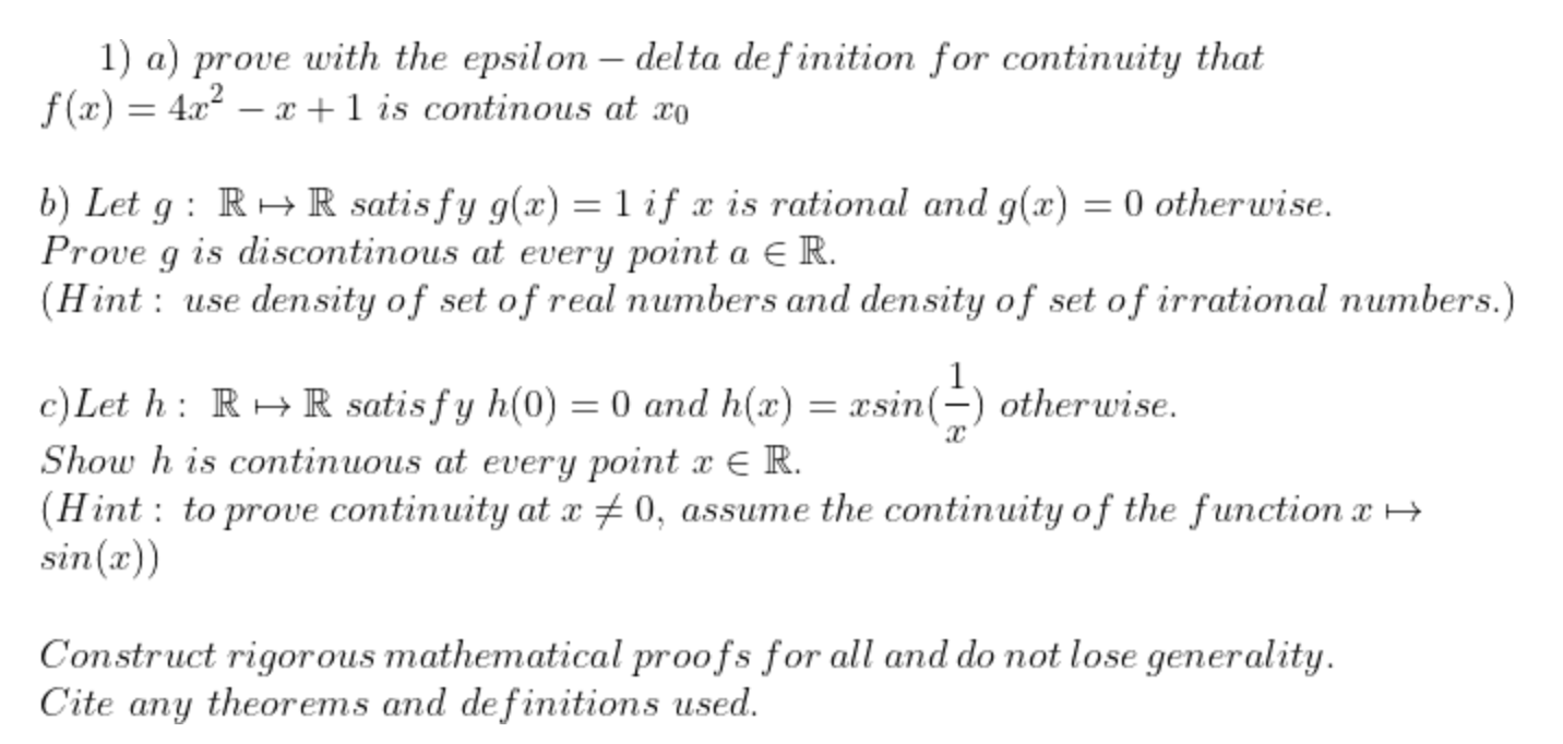 Solved 1) a) prove with the epsilon - delta definition for | Chegg.com