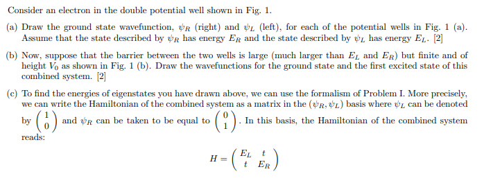 Consider an electron in the double potential well | Chegg.com