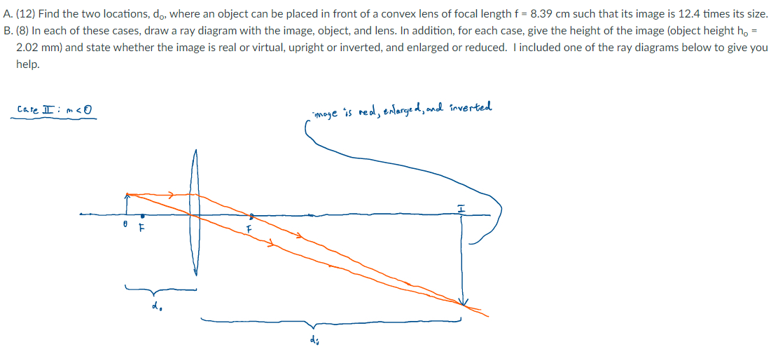 Solved A. (12) ﻿Find the two locations, d0, ﻿where an object | Chegg.com
