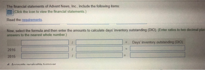 Solved The financial statements of Advent News, Inc., | Chegg.com