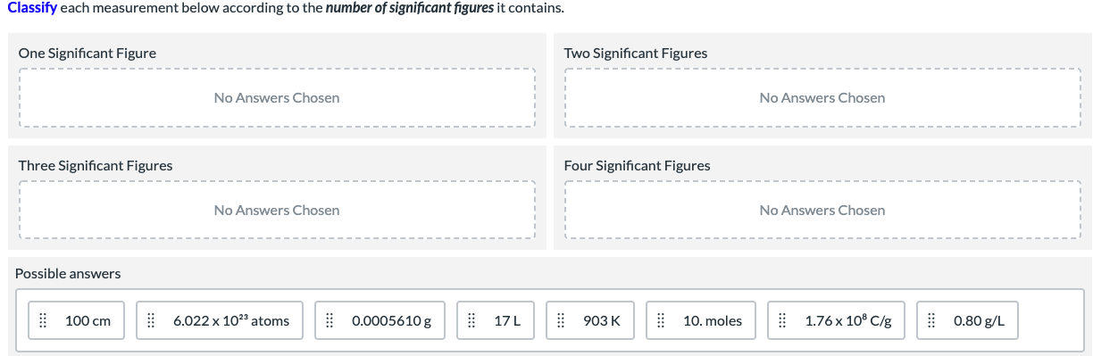 Solved Classify each measurement below according to the | Chegg.com